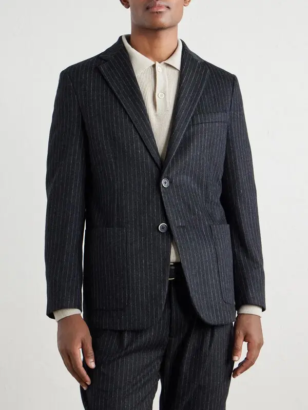 Barena Venezia Pinstriped Wool-blend Blazer - Gray