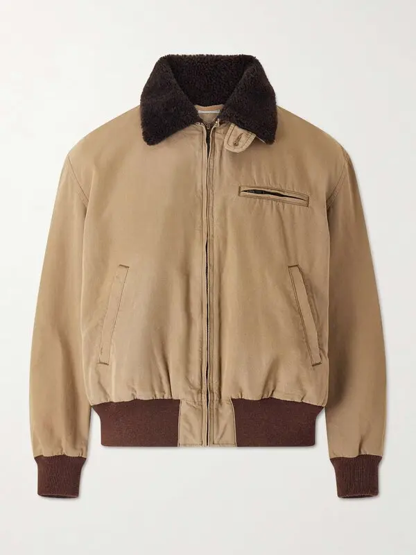 A.PRESSE Cotton And Wool-blend Bomber Jacket - Beige