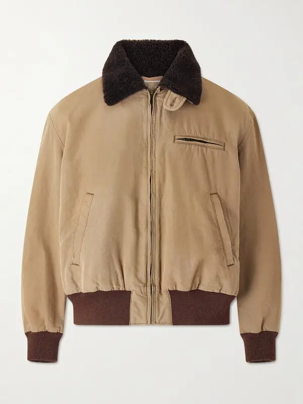 A.PRESSE Cotton And Wool-blend Bomber Jacket - Neutrals
