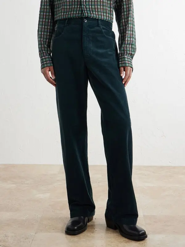 Dries Van Noten Straight-leg Cotton-corduroy Trousers - Green