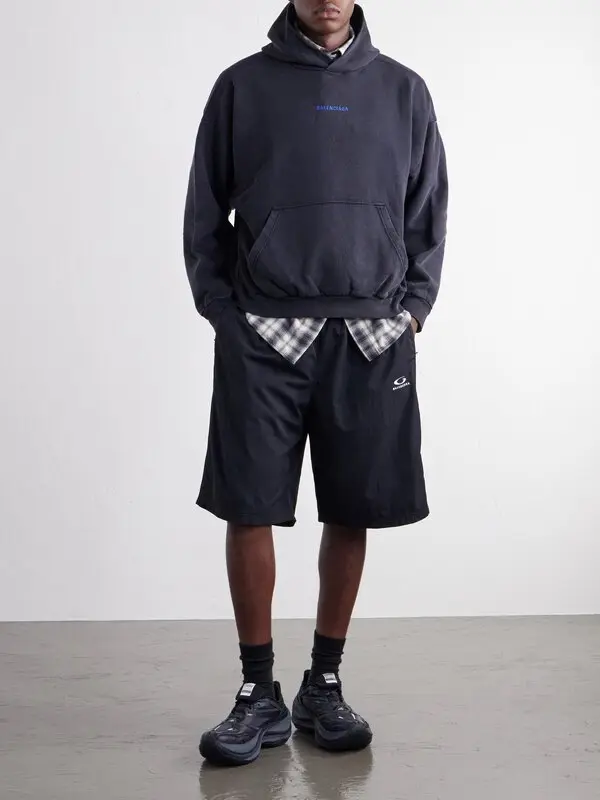 Balenciaga Logo-embroidered Cotton-jersey Hoodie