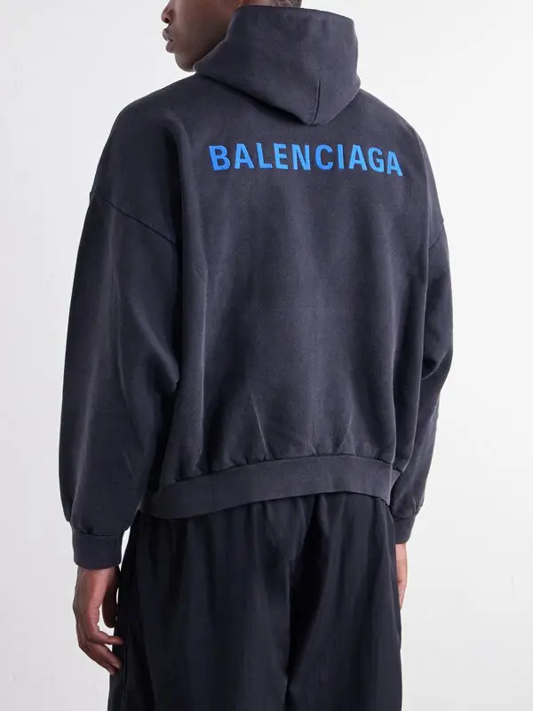 Balenciaga Logo-embroidered Cotton-jersey Hoodie