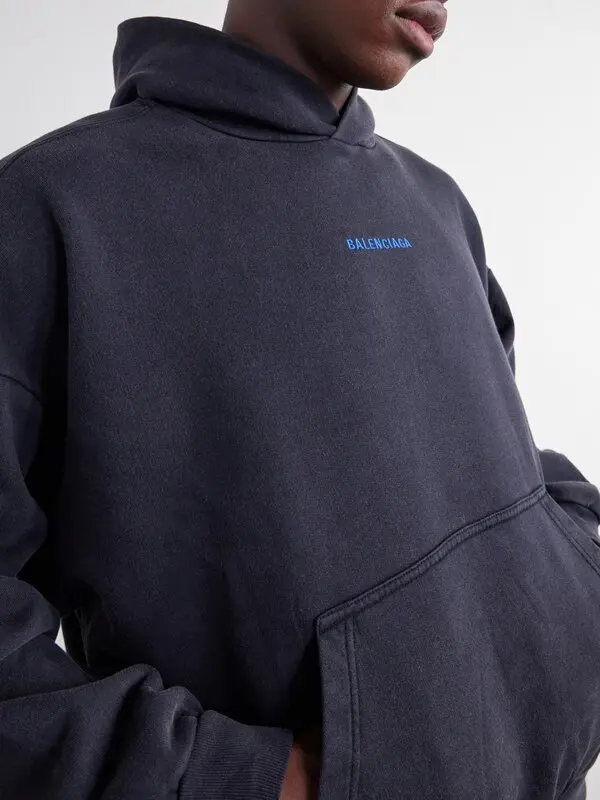 Balenciaga Logo-embroidered Cotton-jersey Hoodie