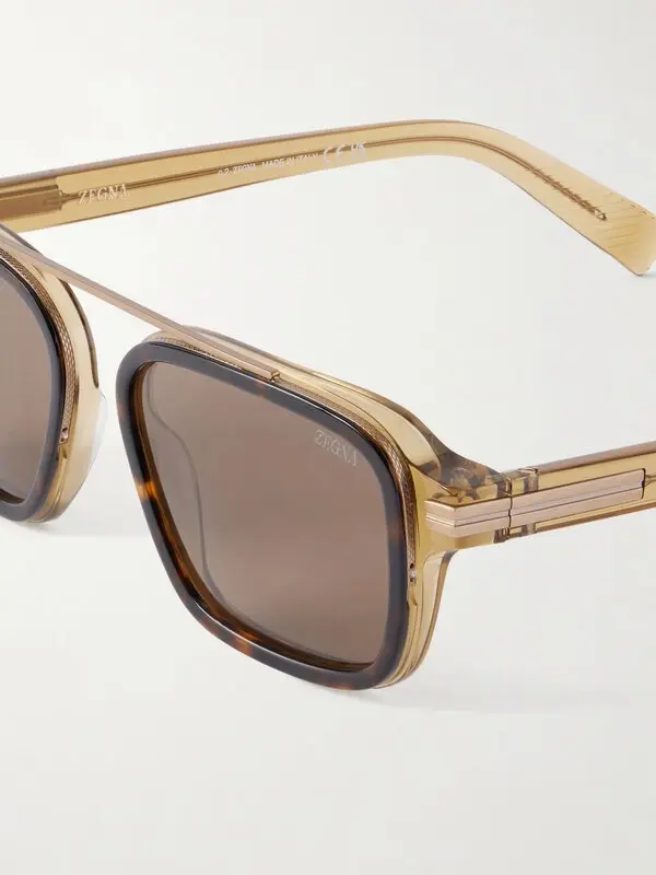 Zegna Geometric Square-frame Acetate Sunglasses