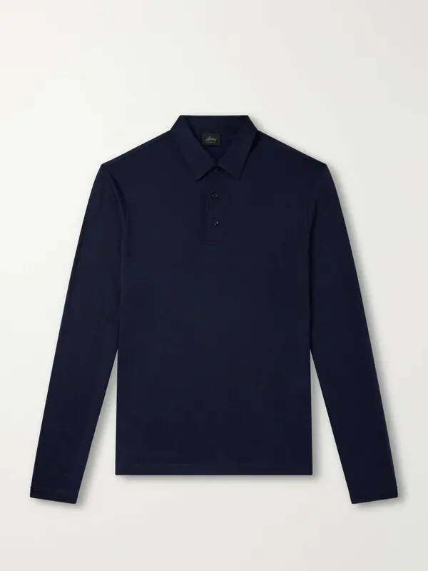 Brioni Wool And Silk-blend Polo Shirt
