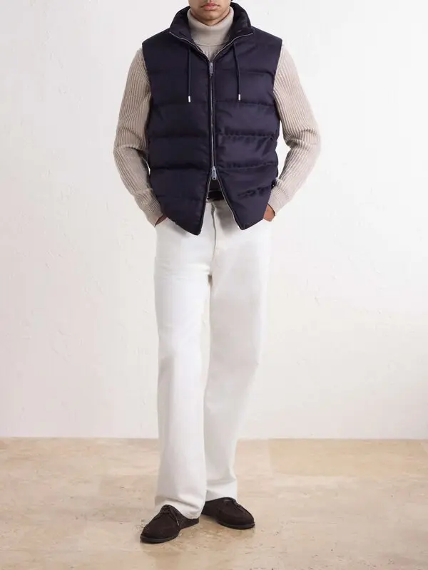 SLOWEAR Padded Wool And Cashmere-blend Gilet - Navy