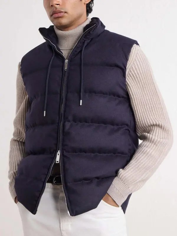 SLOWEAR Padded Wool And Cashmere-blend Gilet - Navy