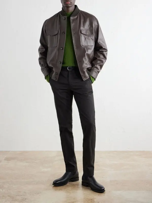SLOWEAR Montedoro Leather Bomber Jacket