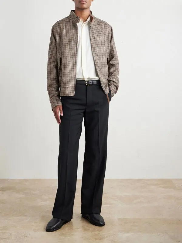 Gabriela Hearst Graham Houndstooth Wool And Silk Blend Zip-up Jacket - Brown