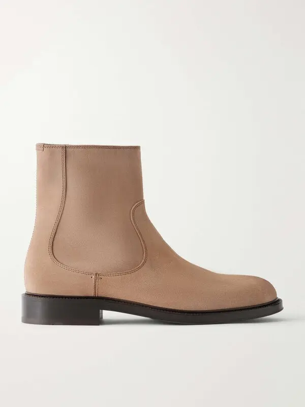 Brunello Cucinelli Waxed Suede Chelsea Boots - Beige