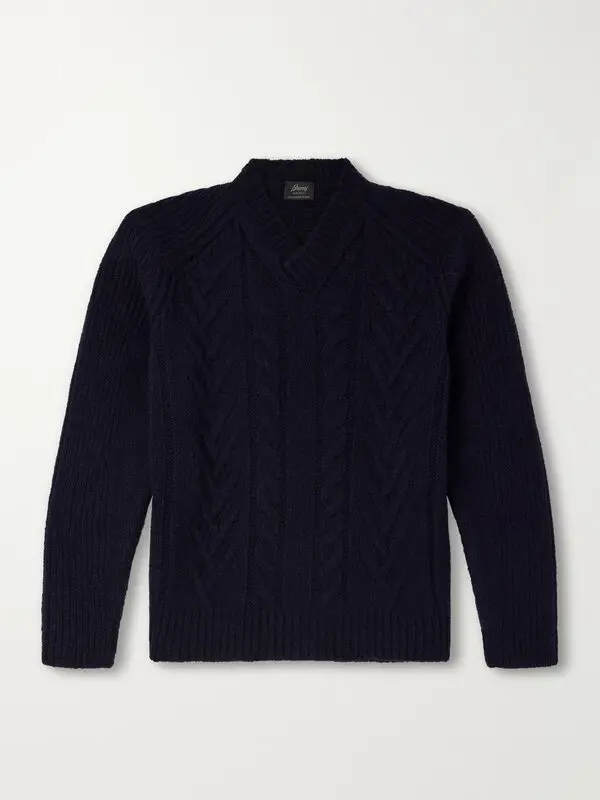 Brioni Cable-knit Cashmere And Silk-blend Sweater