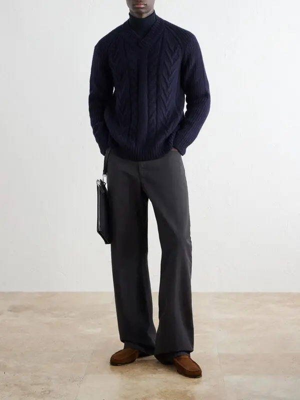 Brioni Cable-knit Cashmere And Silk-blend Sweater