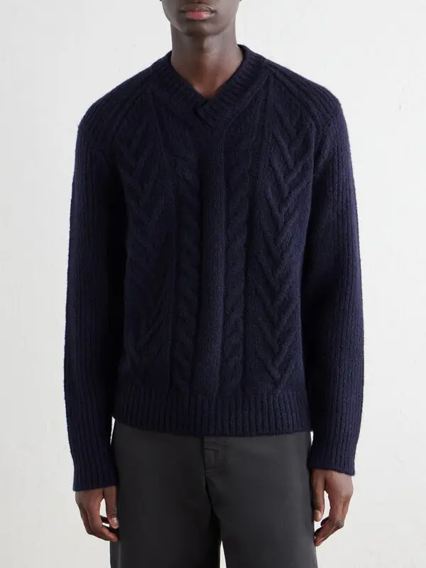 Brioni Cable-knit Cashmere And Silk-blend Sweater