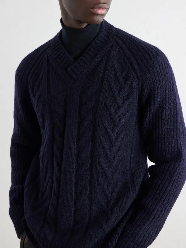 Brioni Cable-knit Cashmere And Silk-blend Sweater