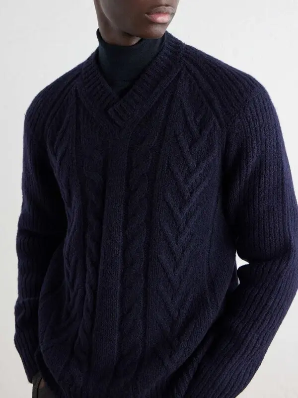 Brioni Cable-knit Casmere And Silk-blend Sweater