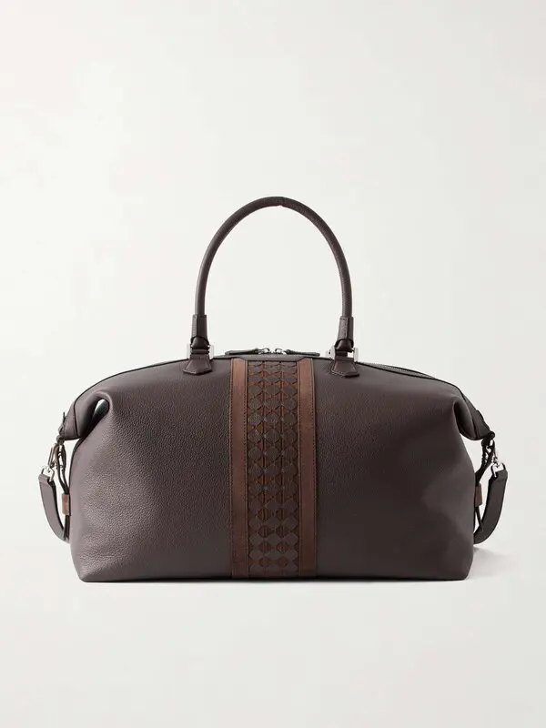SERAPIAN Mosaico-detailed Leather Weekend Bag