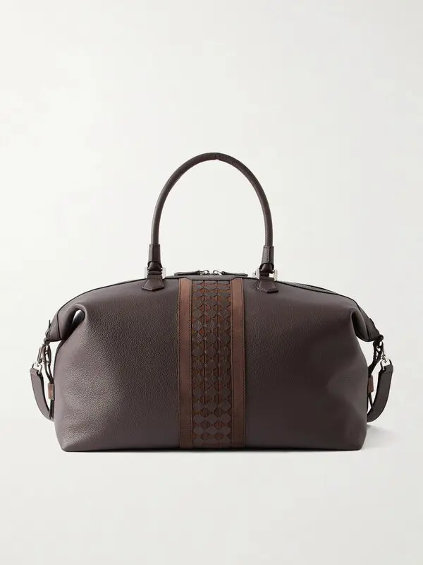 SERAPIAN Mosaico Leather Weekend Bag - Brown