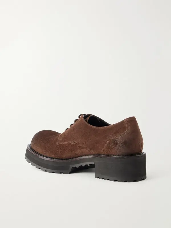 Balenciaga Venom Waxed-suede Oxford Shoes - Brown
