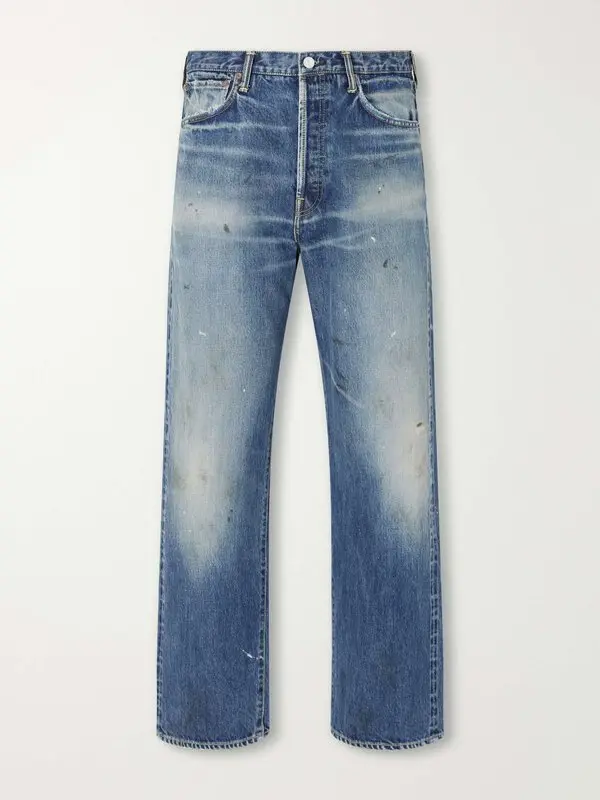 Visvim Social Sculpture 01 Wide-leg Distressed Jeans - Blue