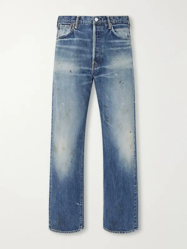 Visvim Social Sculpture 01 Wide-leg Distressed Jeans - Blue
