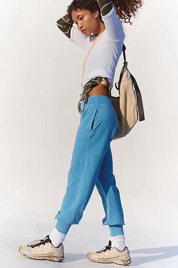 Free People Hot Shot Joggers - Blue Fog