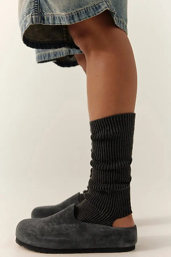 Free People Ribbed Stirrup Leg Warmers - Grey