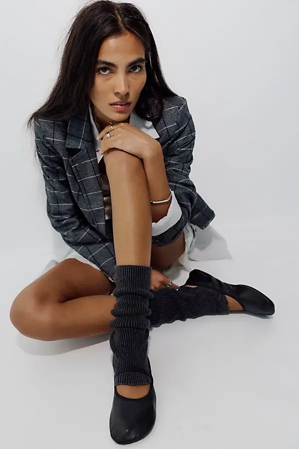 Free People Ribbed Stirrup Leg Warmers - Grey