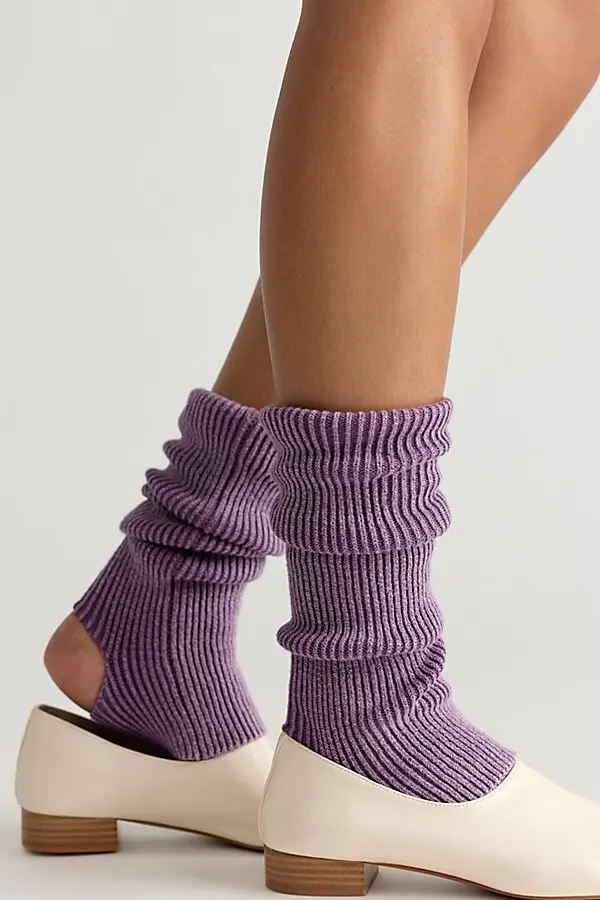 Free People Ribbed Stirrup Leg Warmers - Purple