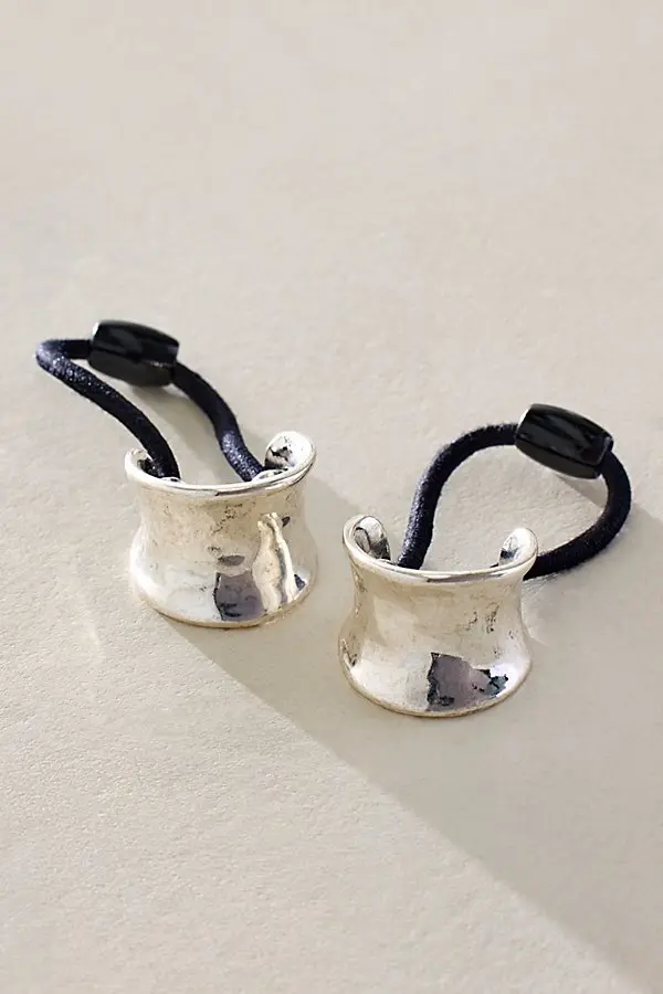 Free People Camille Hair Tie Set Of 2 - Silver