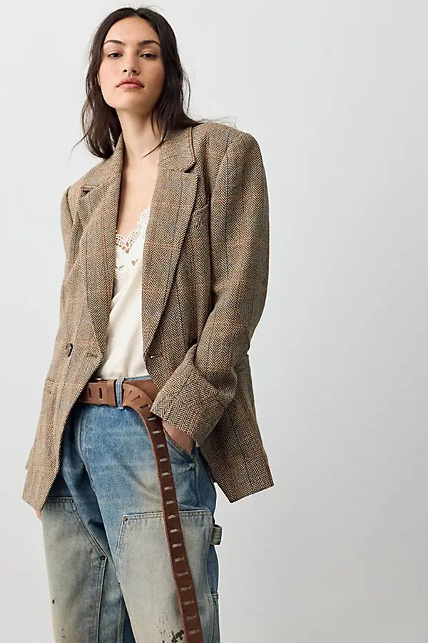 Free People Shiloh Blazer - Brown Combo