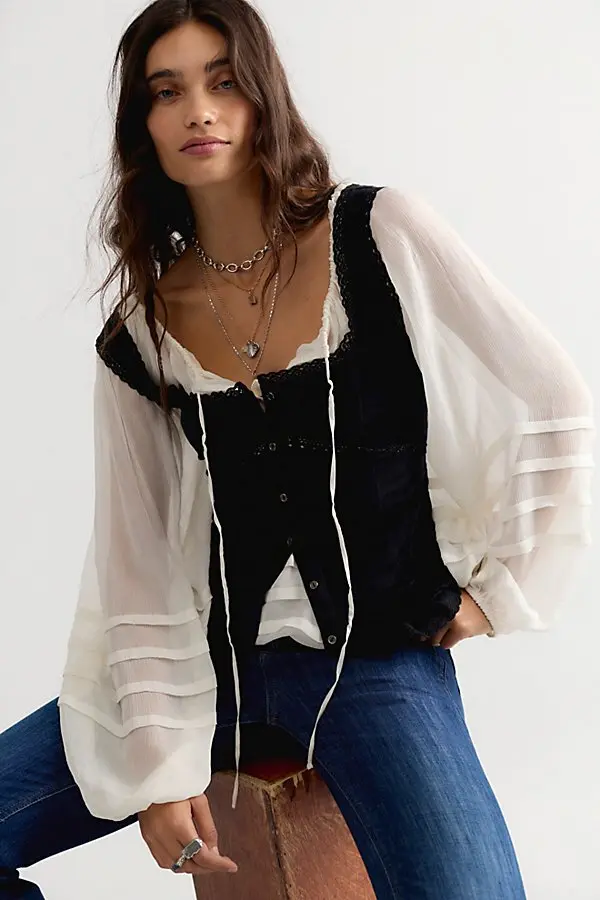 Free People Jennie Corduroy Top - Black