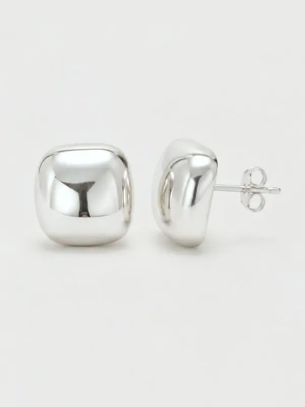SOPHIE BLAKE Kathleen Pillow Earrings – Sculptural Silver Stud Earrings