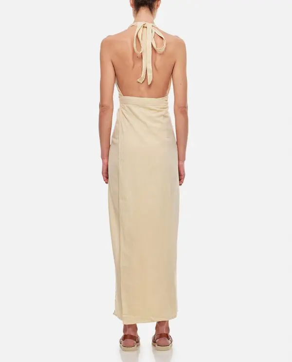 Caravana Tacoh Cotton Long Dress With Slits - Beige