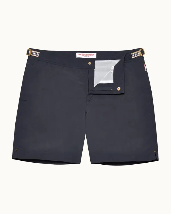 Orlebar Brown Night Iris Mid-length Waist Tape Trim Swim Shorts - Blue