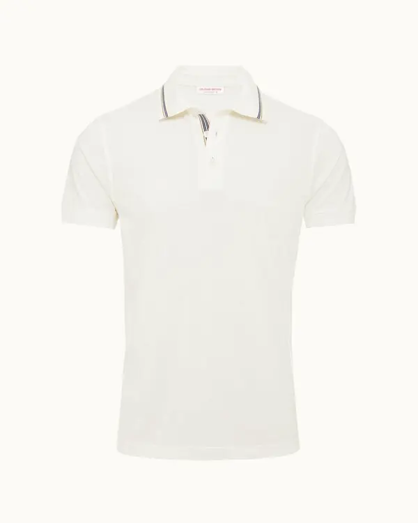Orlebar Brown And Tripe Tipping Collar Claic Fit Polo Hirt - White