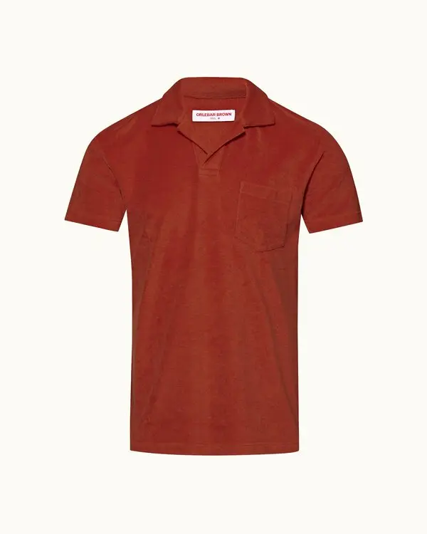 Orlebar Brown Tailored Fit Organic Cotton Towelling Polo Shirt - Canela