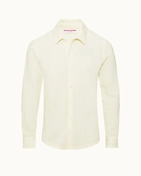Orlebar Brown Tailored Fit Classic Collar Cotton Pique Shirt In Cashew - Beige