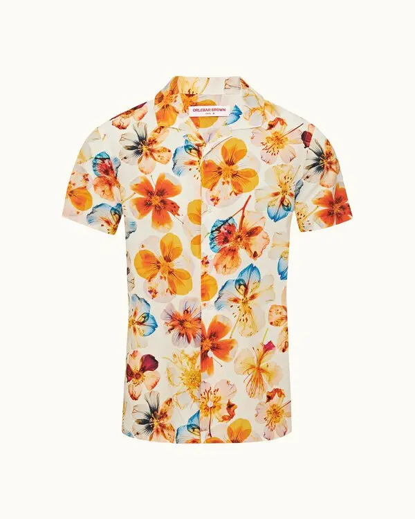 Orlebar Brown Claic Fit Ohibana Print Capri Collar Hirt In And - White