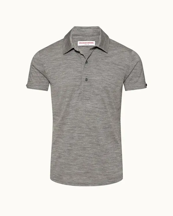 Orlebar Brown Melange Tailored Fit Merino Polo Hirt - Grey