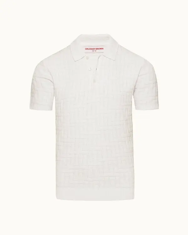 Orlebar Brown Taiored Fit Jacquard Bouce Organic Cotton Poo Shirt - Thasos Beach