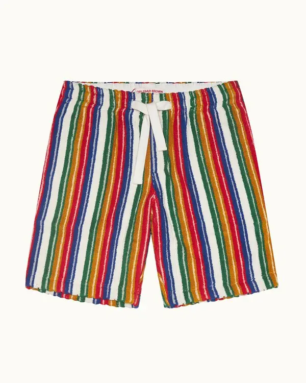 Orlebar Brown Classic Fit Stripe Jacquard Cotton Towelling Sweat Shorts