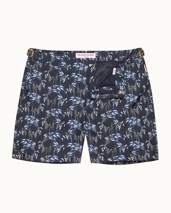 Orlebar Brown Mid-length Catkin Print Swim Shorts In Night Iris