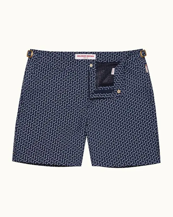 Orlebar Brown Mid-length Origami Jacquard Swim Shorts In Night Iris