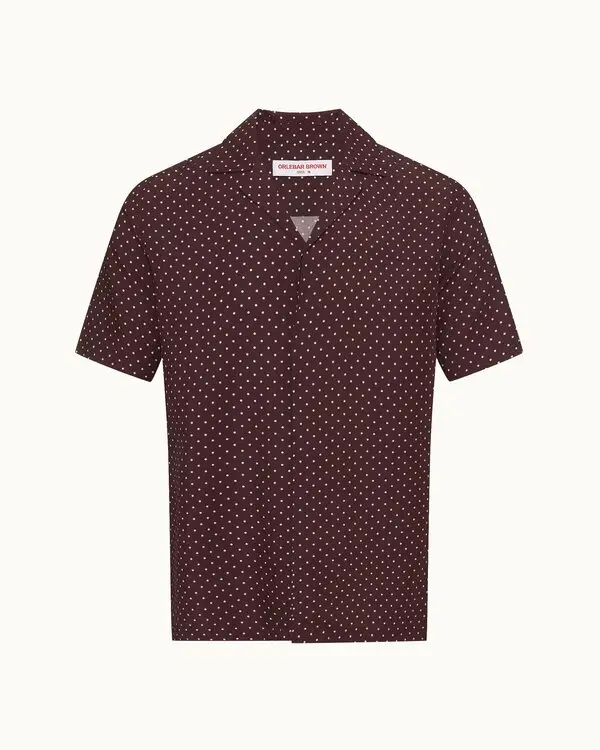Orlebar Brown Relaxed Fit Capri Collar Polka Dot Print Hirt In Damon
