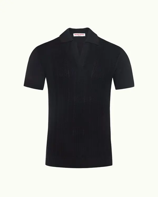 Orlebar Brown Night Iris Chevron Stripe Tailored Fit Resort Collar Polo Shirt - Night Iris Stripe