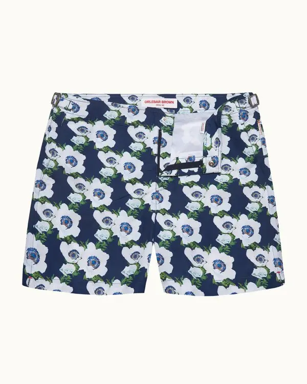 Orlebar Brown Mid-length Coronaria Print Swim Shorts In Night Iris