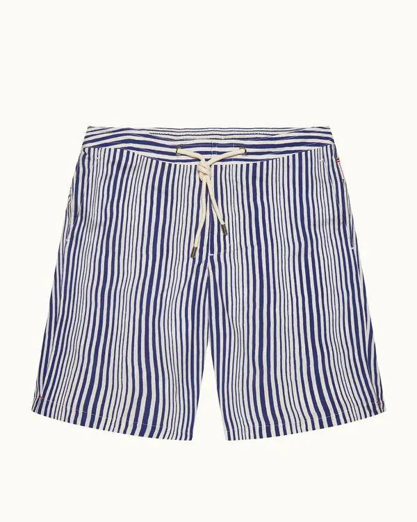 Orlebar Brown Longest-length Shore Stripe Drawcord Swim Shorts - Blue/white
