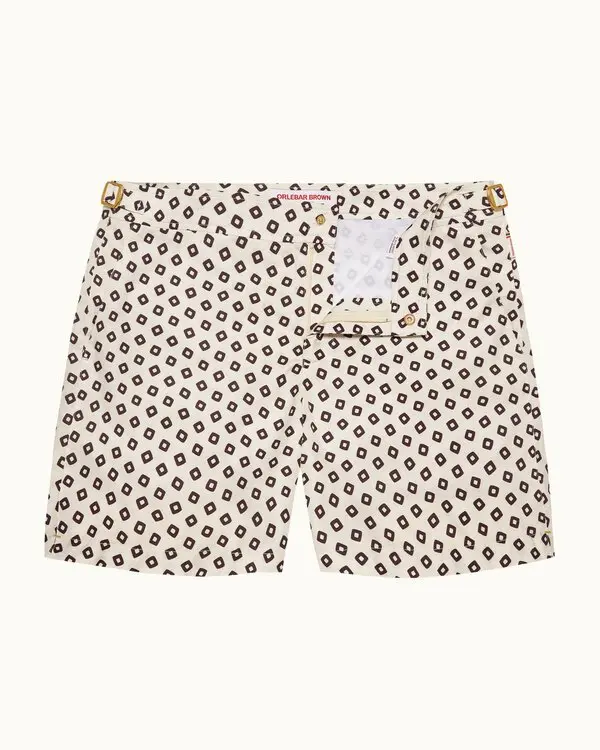Orlebar Brown Mid-length Lumina Print Swim Shorts - Latte/damson