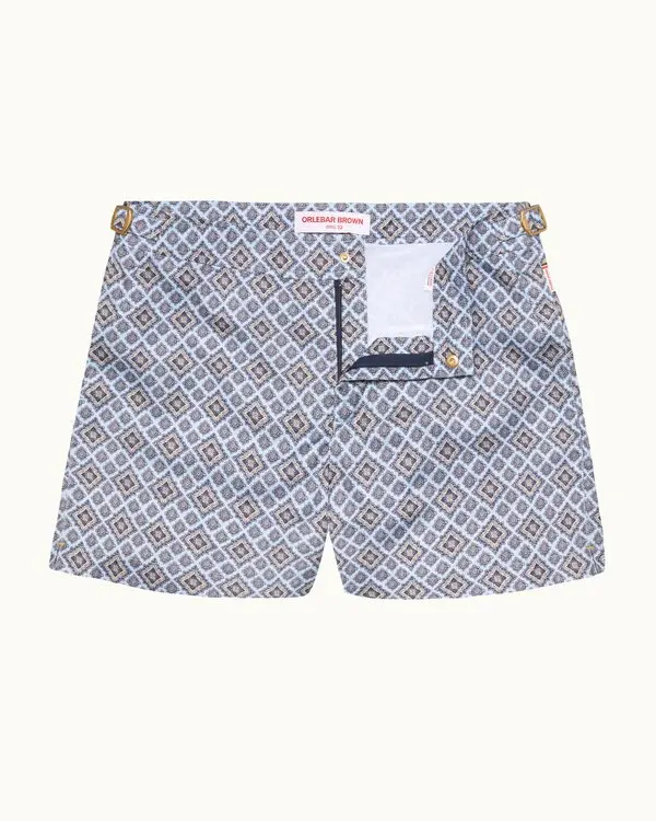 Orlebar Brown Shorter-length Paisley Season Print Swim Shorts - Wave Blue