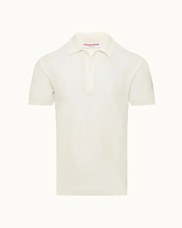 Orlebar Brown Classic Fit Mercerised Cotton Polo Shirt In Cloud Colour - White